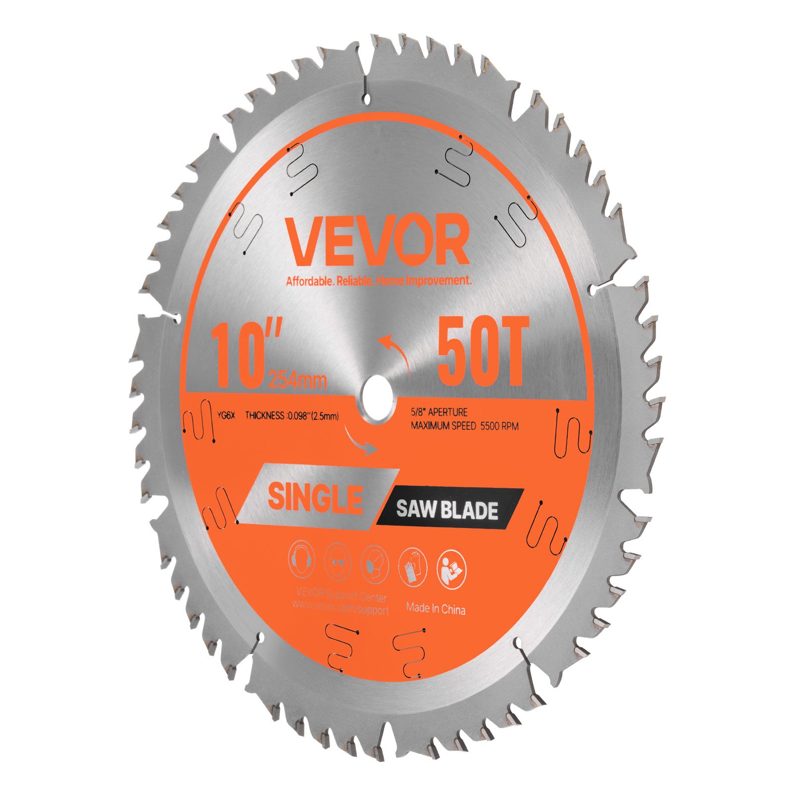 VEVOR Circular Saw Blade, 254 mm Diameter, 50 Sharp Alloy Teeth, 15.875 ...