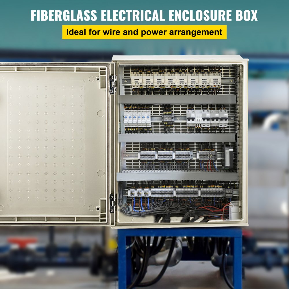 VEVOR NEMA Enclosure, 20 x 16 x 8 inches, NEMA 4X Fiberglass Steel ...