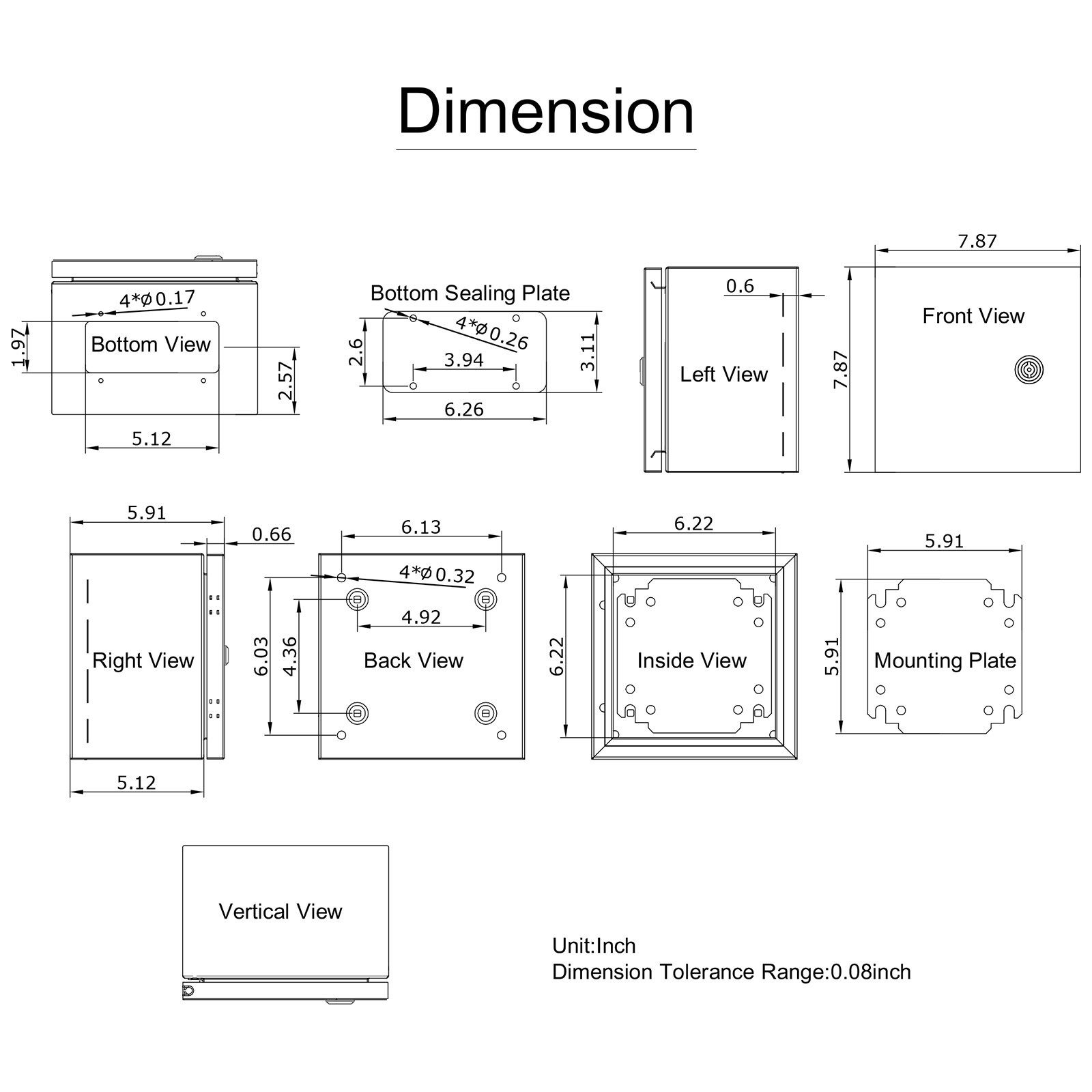 VEVOR NEMA Metal Case, 8x8x6'' NEMA 4X Metal Electric Enclosure, IP66 ...