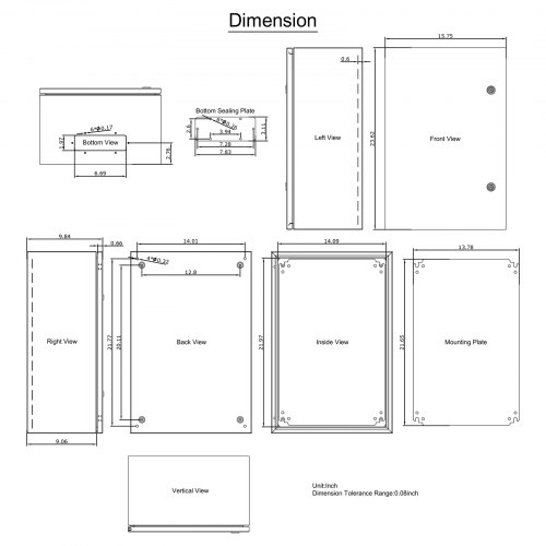 VEVOR Steel Electrical Box Electrical Enclosure Box 24x16x10'' Carbon ...