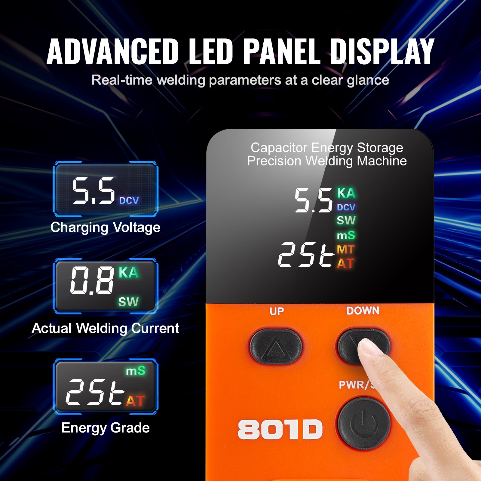 VEVOR Battery Spot Welder, 14.5KW Capacitor Energy Storage Pulse ...