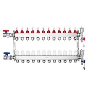 VEVOR 12-Branch Radiant Heat Manifold, 1/2" PEX Tubing Manifold ...