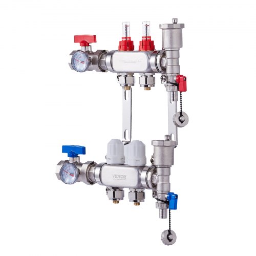 VEVOR 2-Branch Radiant Heat Manifold 1/2" PEX Tubing Floor Heating ...