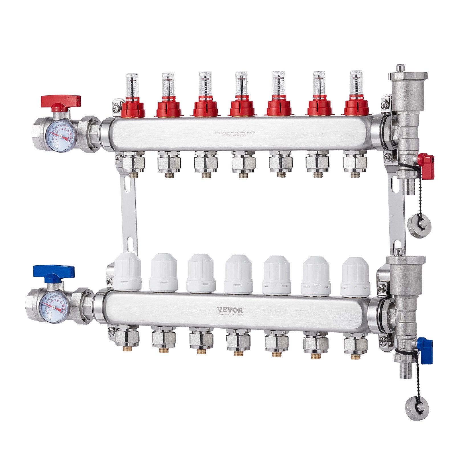 VEVOR Radiant Floor Heating Manifold – 7 Branch, 1/2" PEX