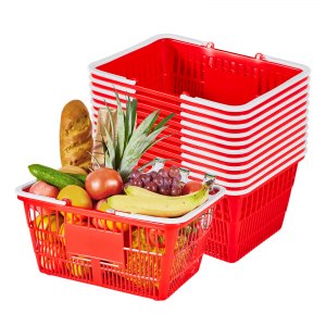 VEVOR Shopping Baskets, 12 PCS, 21L Stackable PE Plastic Grocery ...
