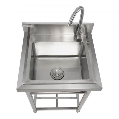 VEVOR Stainless Steel Utility Sink, 1 Compartment Free Standing Small ...