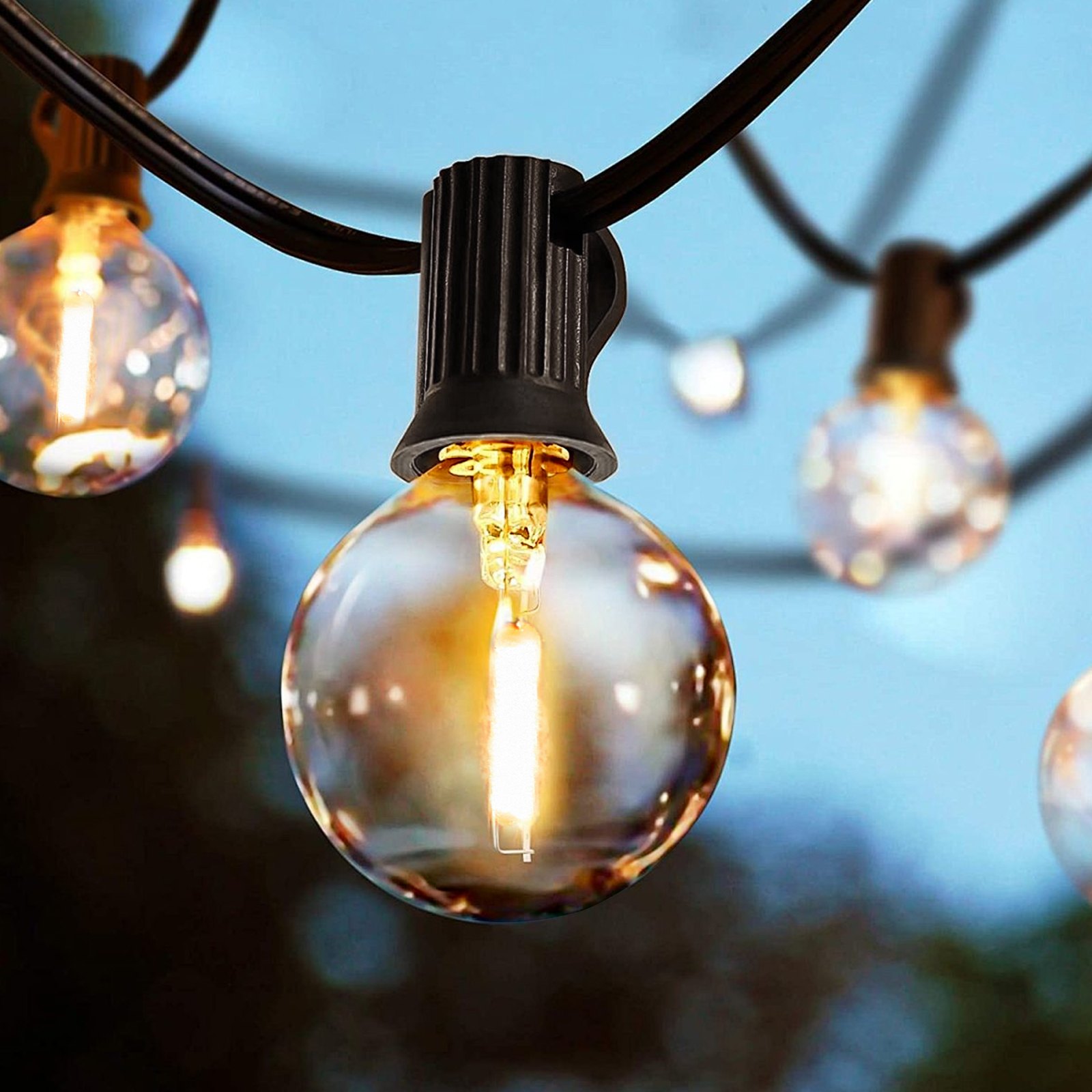 VEVOR Solar Outdoor String Lights, 100FT, 2700K Dimmable Patio Lights ...