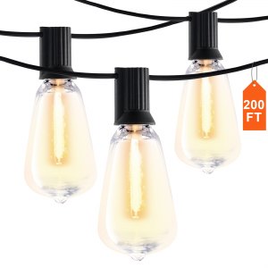 200FT LED Outdoor String Patio Lights Waterproof ST38 Shatterproof ...