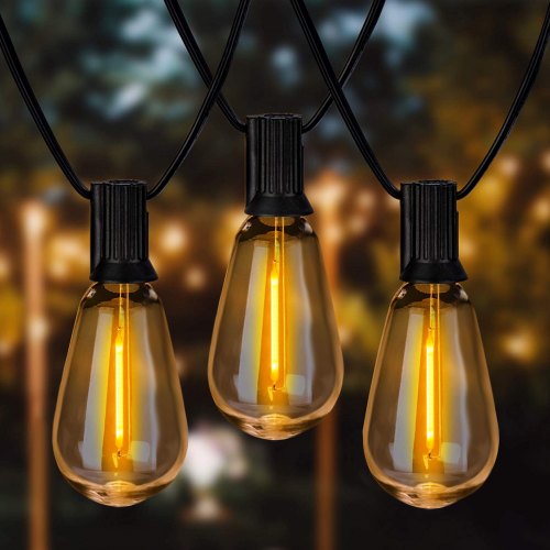 50FT LED Outdoor String Patio Lights Waterproof 15 S14 Shatterproof ...