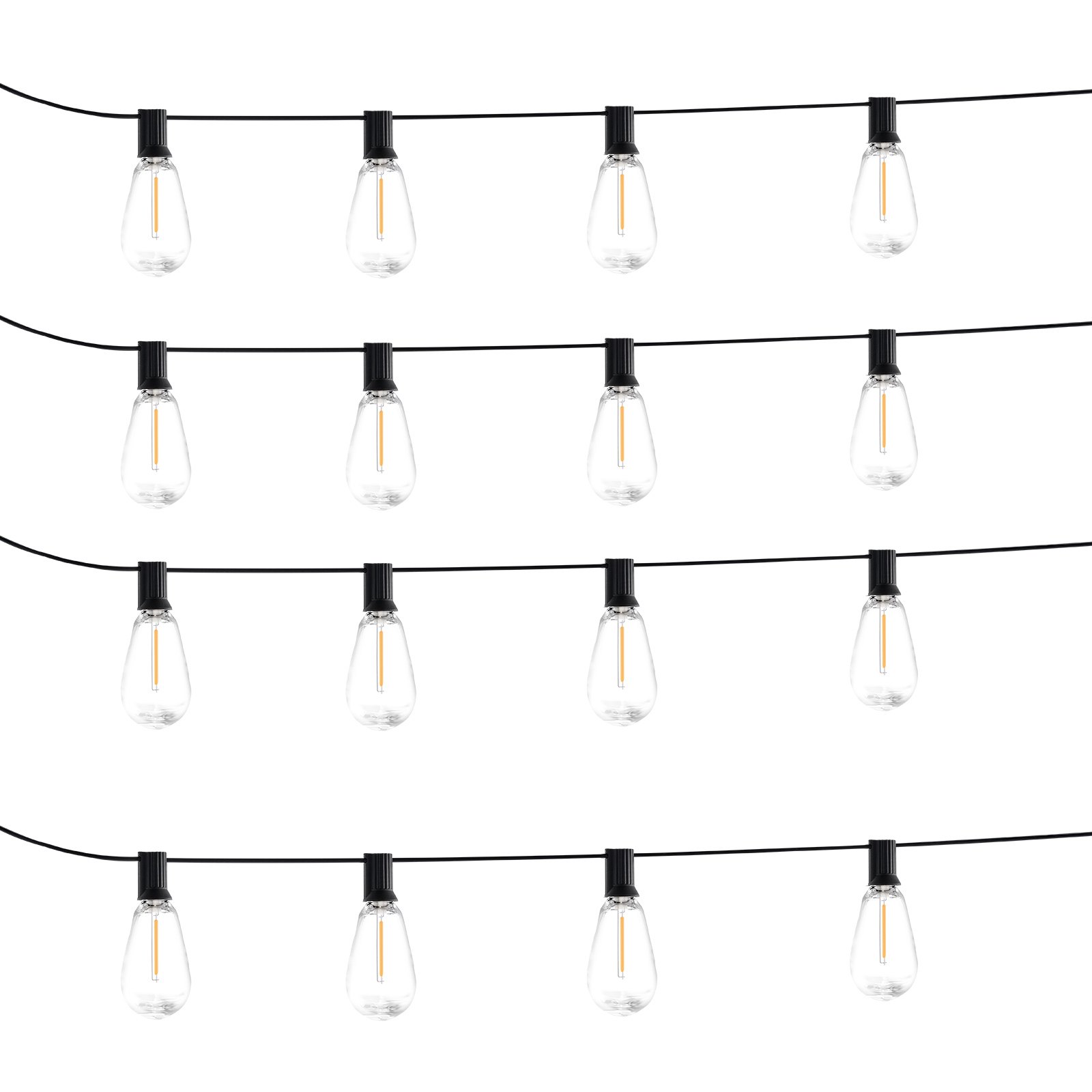 VEVOR 50 FT Outdoor String Lights – 15 Bulbs, 2700K Light