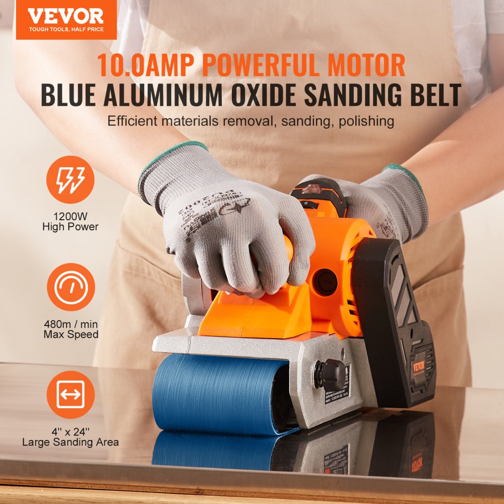 VEVOR 10AMP Belt Sander, 4" x 24" Belt Sanders for Woodworking with 6 ...