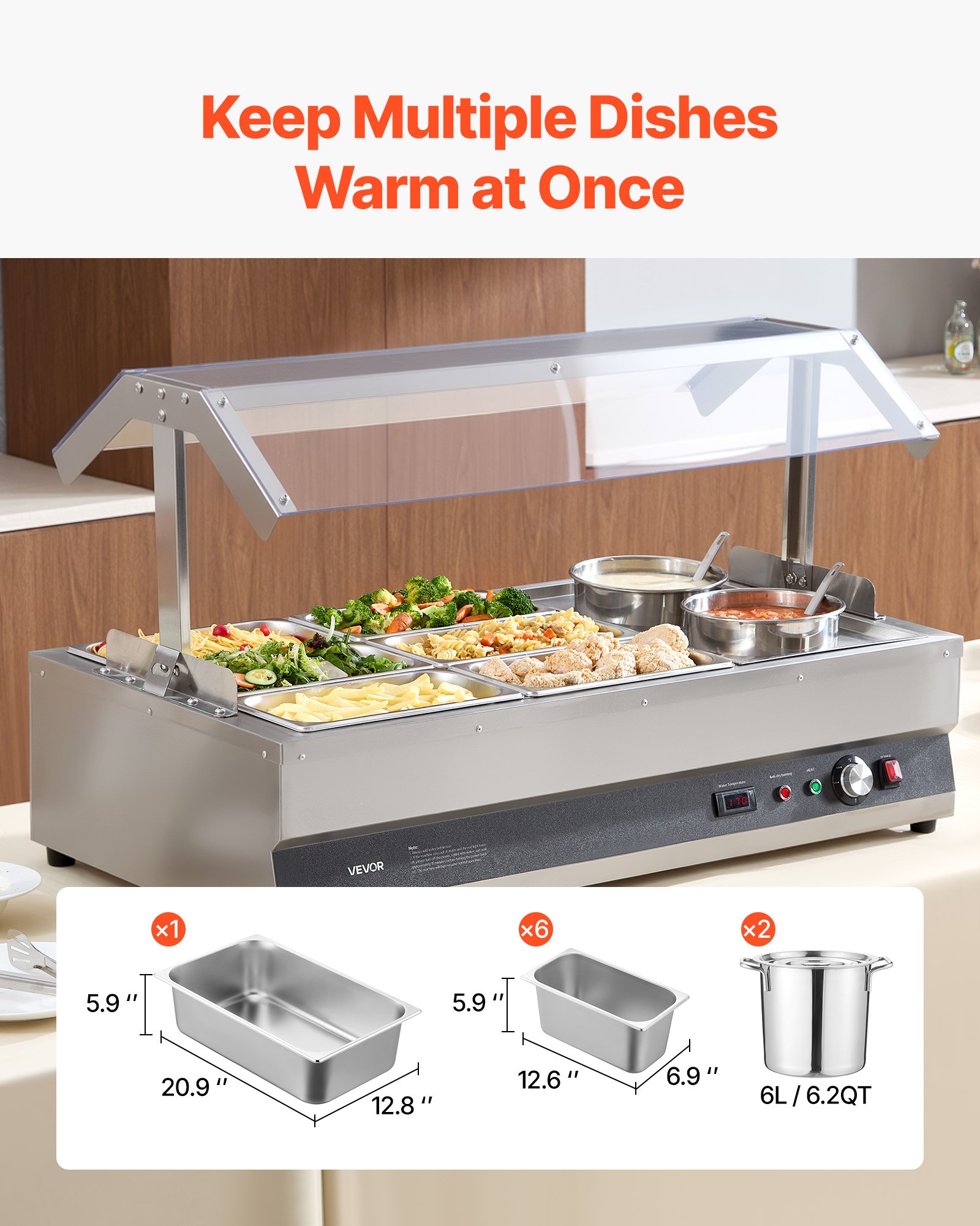 VEVOR Soup Warmer for Restaurant – 1500W Bain Marie