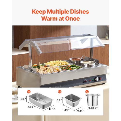 Commercial Soup Warmer Soup Station with Cover 2-Pot & 4-Pan Soup ...
