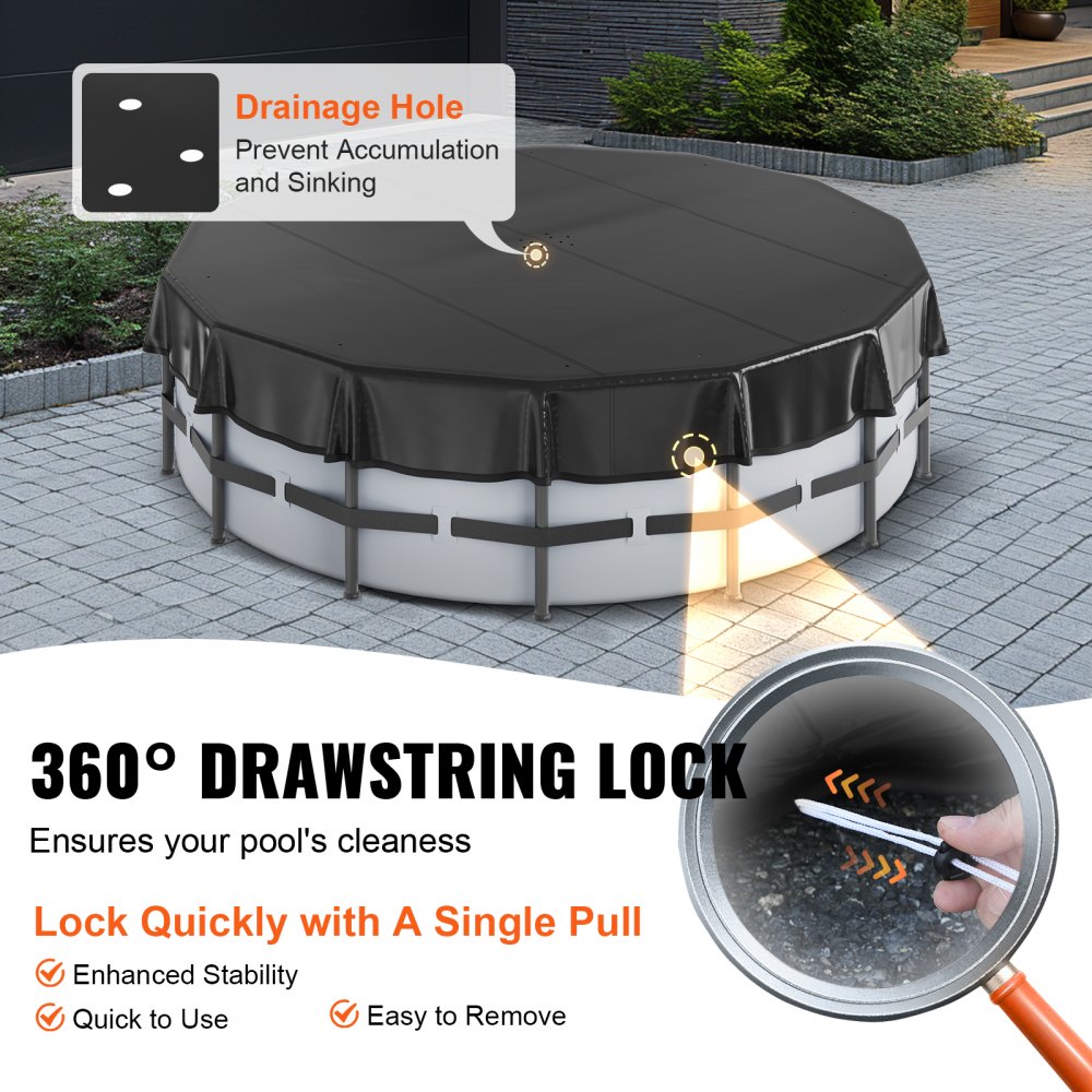 VEVOR 15 Ft Round Pool Cover, Solar Covers for Above Ground Pools ...