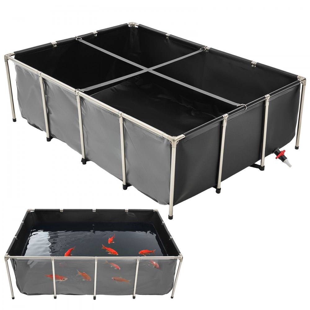 VEVOR Canvas Fish Pond, 470 Gal Above Ground Fish Pond, PVC Koi Tank ...