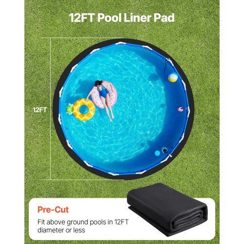 VEVOR 12ft Round Pool Liner Pad, Pool Liner Pad for Above Ground ...