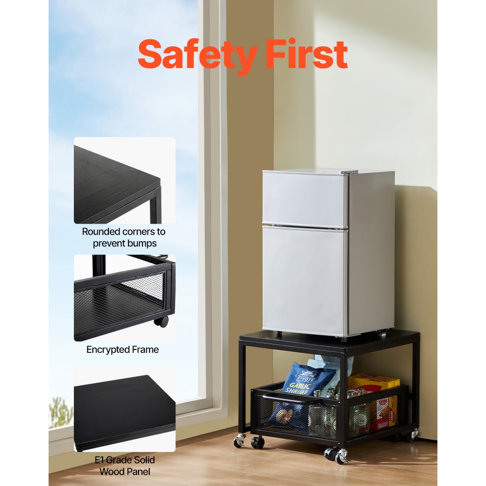 VEVOR Mini Fridge Stand with Storage – 198 lbs, 4 Wheels