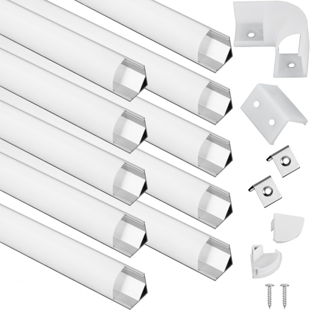 VEVOR LED V Channels, 10-Pack 6.6 ft V-Shaped LED Channel System ...