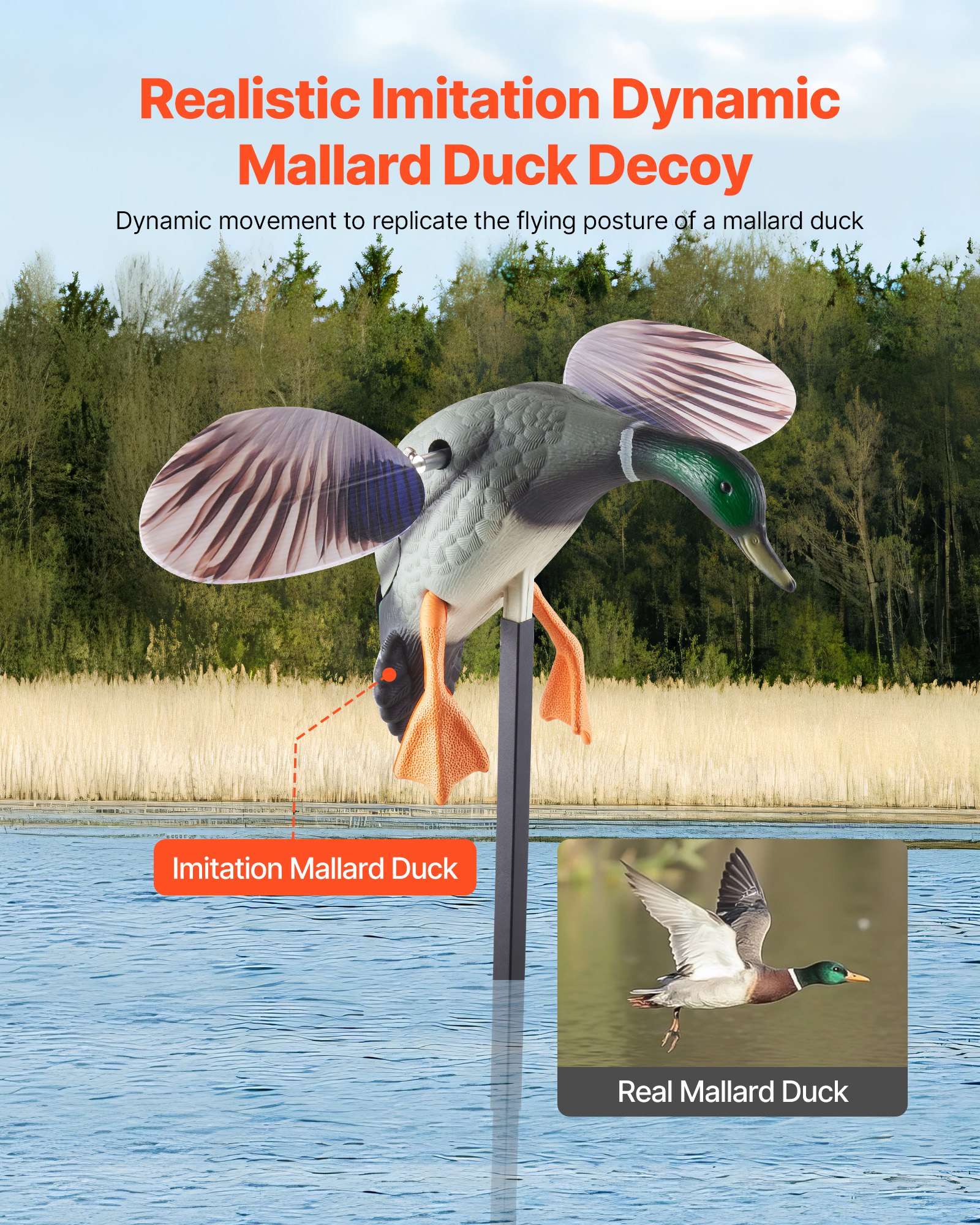 VEVOR Spinning Wing Motion Duck Decoys, Outdoor Teal Decoys for Hunting ...