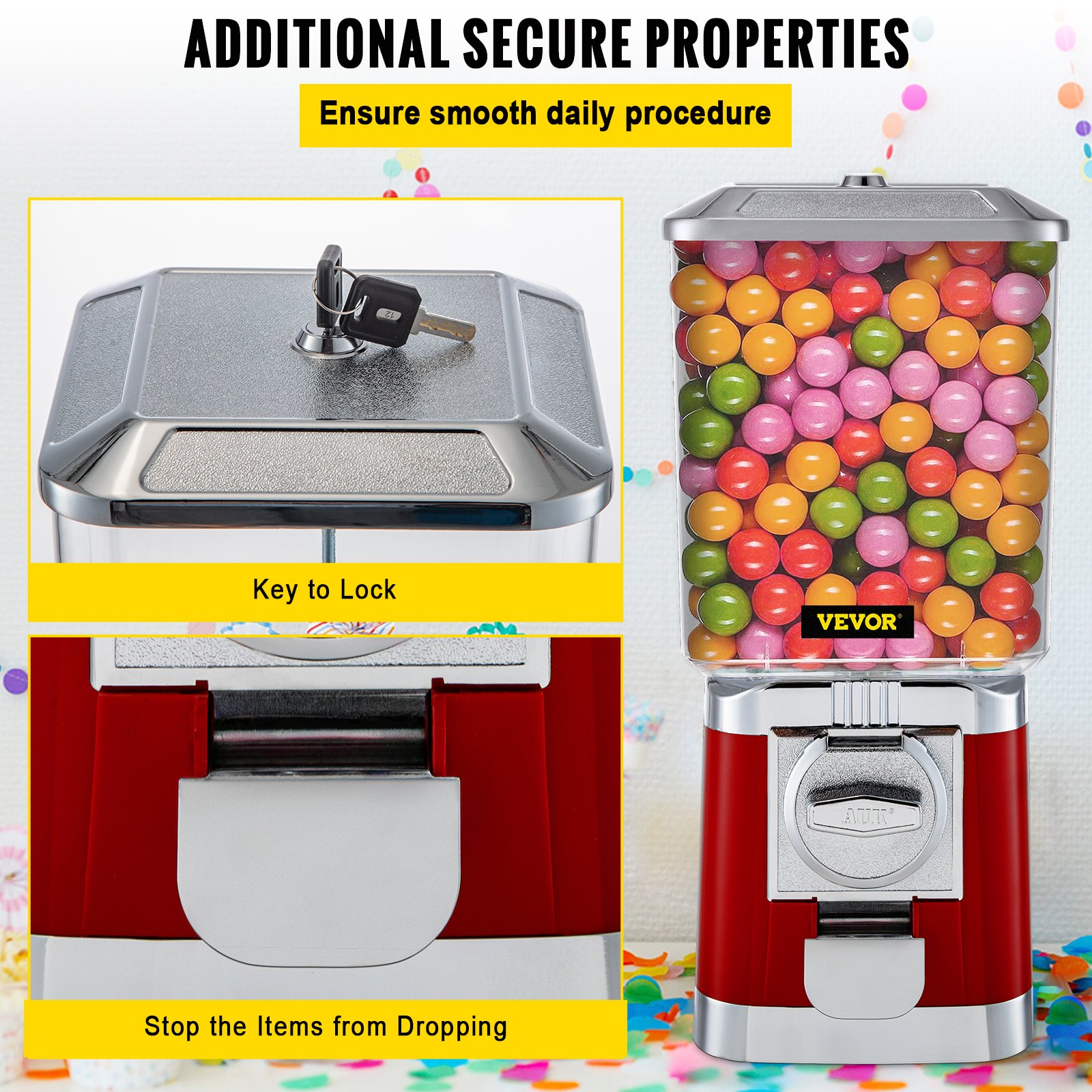VEVOR Vending Machine, Classic Gumball Bank, Huge Load Capacity Candy ...