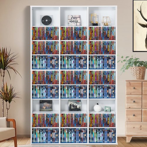 VEVOR Media Storage Cabinet, 9-Layer DVD Shelf Holds 756CDs, Adjustable ...