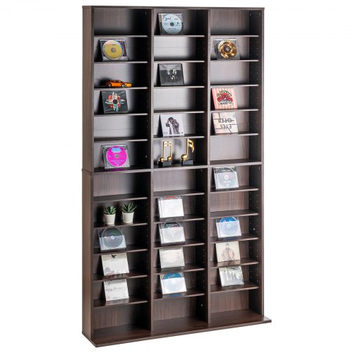 VEVOR Media Storage Cabinet, 12-Layer DVD Shelf Holds 1080 CDs ...