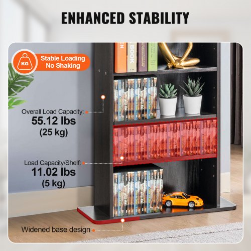 VEVOR Media Storage Cabinet, 5-Layer DVD Shelf Holds 240 CDs ...