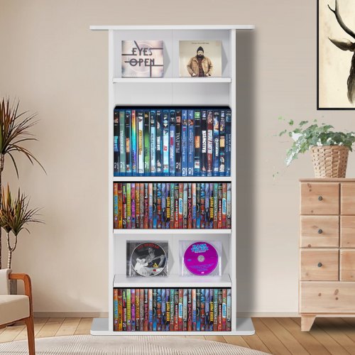 VEVOR Media Storage Cabinet, 5-layer DVD Shelf Holds up to 240 CDs ...