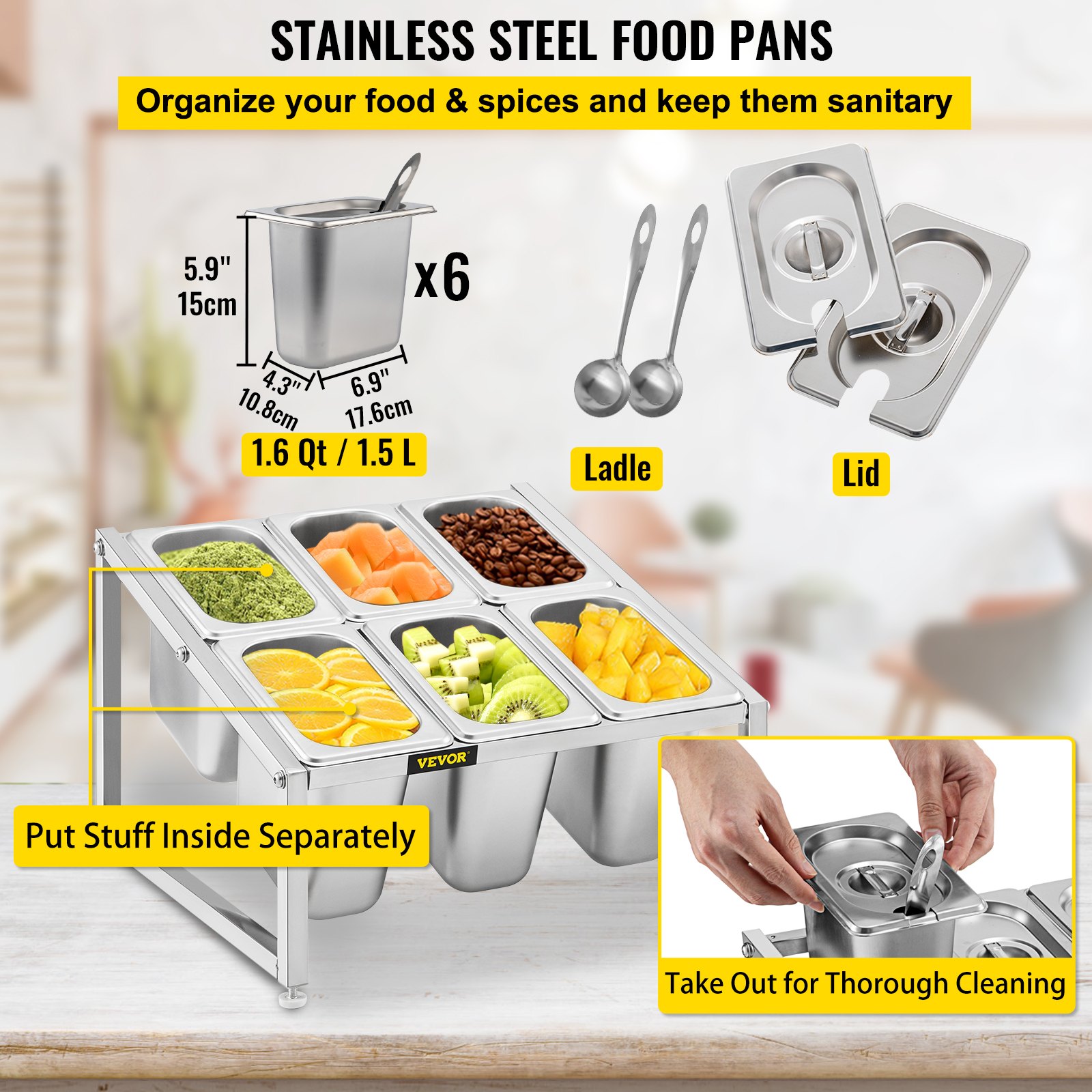 VEVOR Expandable Spice Rack, 13.8"-23.6" Adjustable, 2-Tier Stainless ...