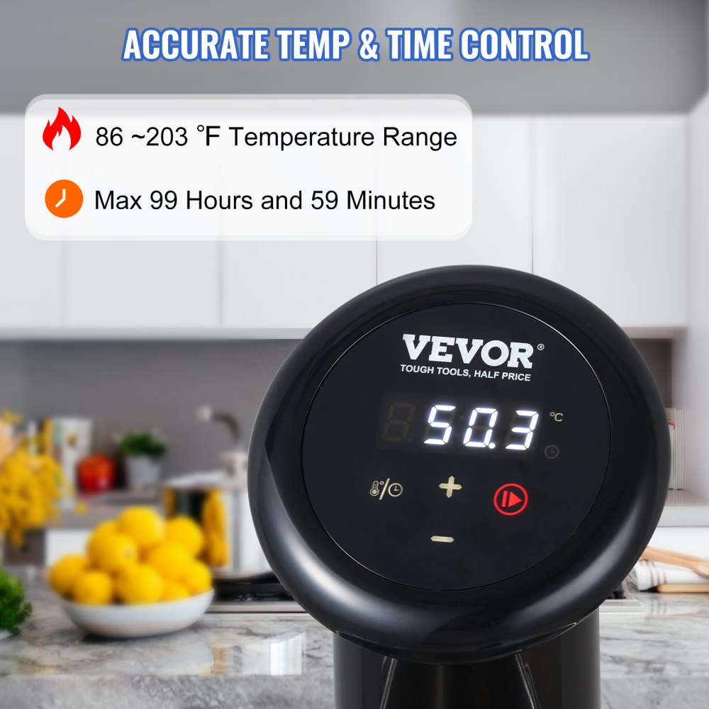 VEVOR Sous Vide Machine, 1200W Sous Vide Cooker, 86-203 ℉ Immersion ...