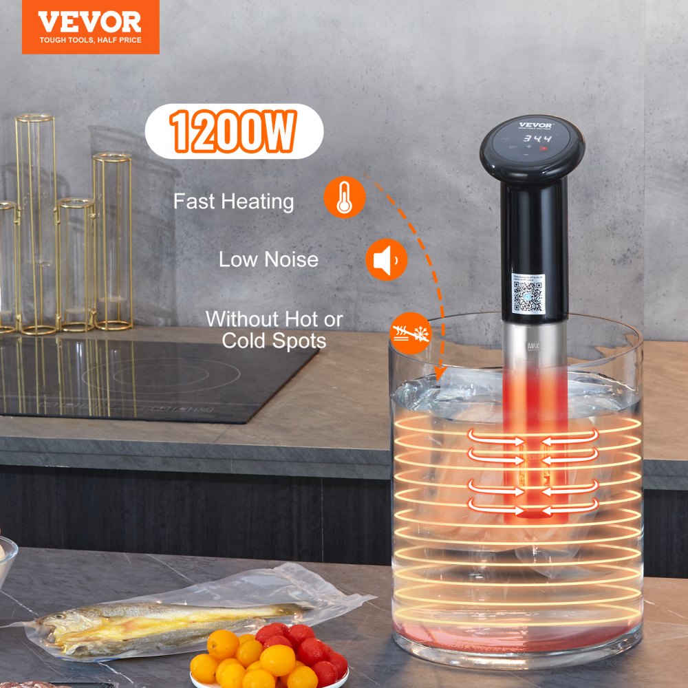 VEVOR Sous Vide Machine, Bluetooth Wi-Fi Connect App Control Sous Vide ...