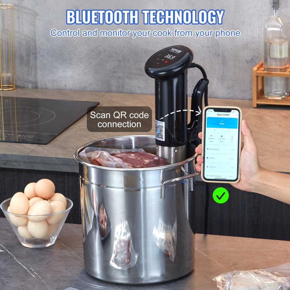 VEVOR Sous Vide Machine, Bluetooth Wi-Fi Connect App Control Sous Vide ...