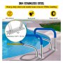 VEVOR Pool Handrail, 32 x 22.5 Swimming Pool Stair Rail, 304 Stainless ...