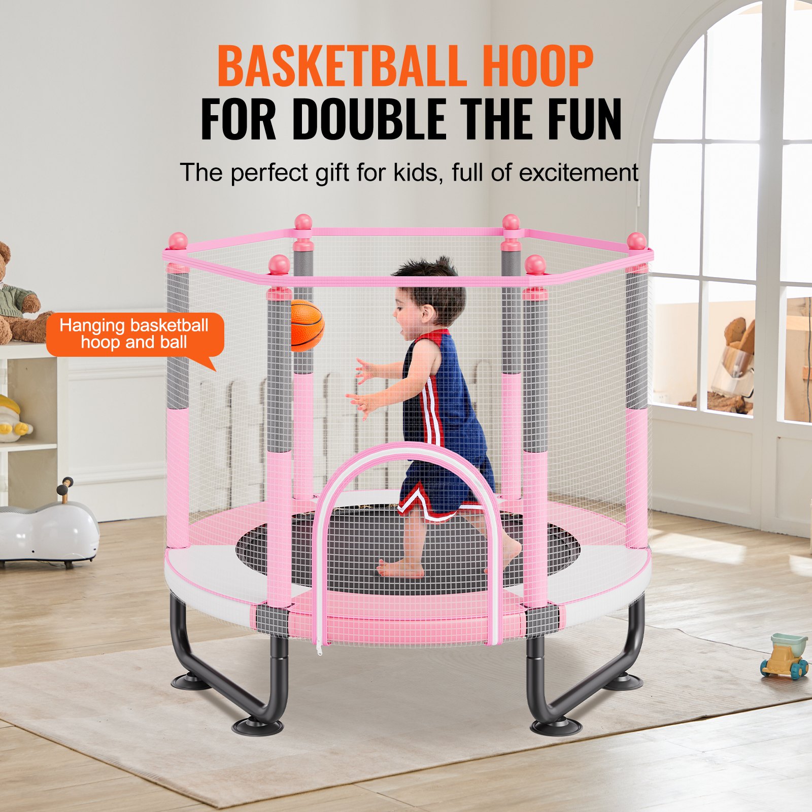 VEVOR 60" Kids Trampoline, 5FT Indoor Outdoor Trampoline, Mini Toddler ...