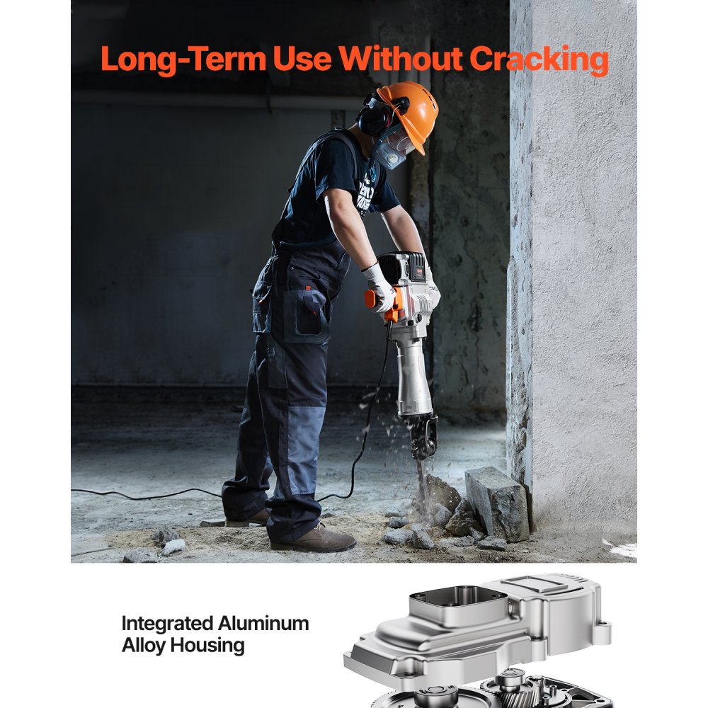 Demolition Jack Hammer Concrete Breaker 2100W Electric Hammer 2 Chisel ...