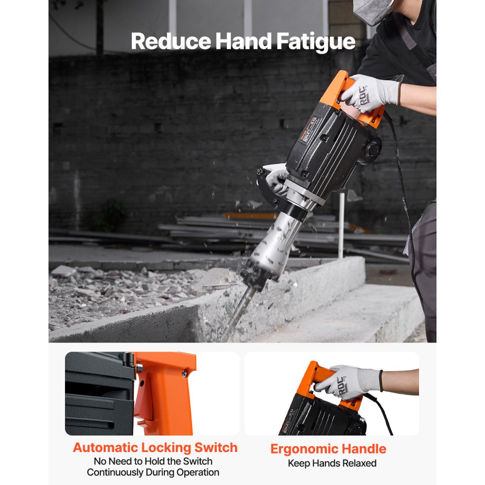 VEVOR Demolition Jack Hammer, 2200W Electric Jackhammer Heavy Duty ...