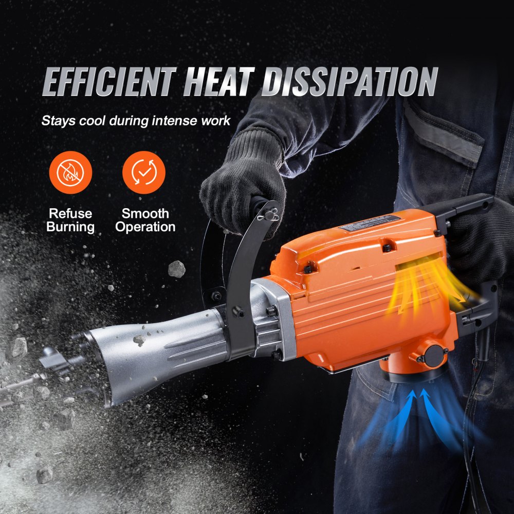 VEVOR Demolition Jack Hammer, 2200W 1400 BPM Jack Hammer Concrete ...