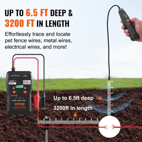 VEVOR Underground Cable Locator, 6.5 FT Max. Detection Depth, Wire ...