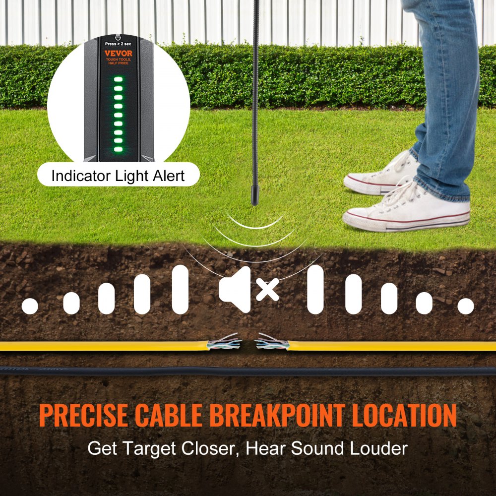 VEVOR Underground Cable Locator, 6.5 FT Max. Detection Depth, Wire ...