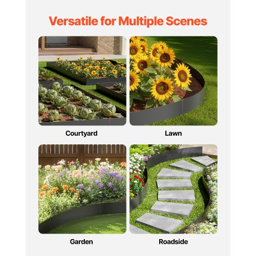 VEVOR Steel Landscape Edging 4 Packs 40 x 6 in Rust-Resistant Pathway ...