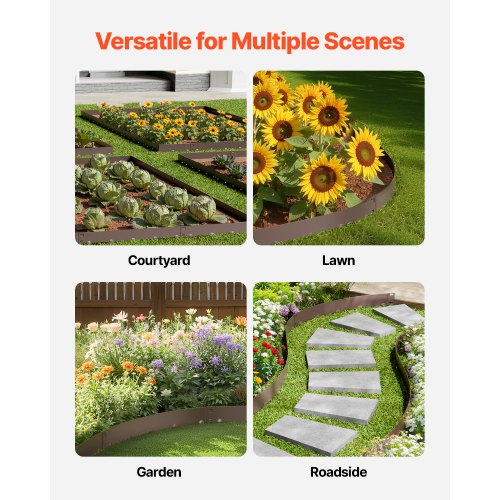 VEVOR Steel Landscape Edging, 5 Packs 39 x 5 in Rust-Resistant Metal ...