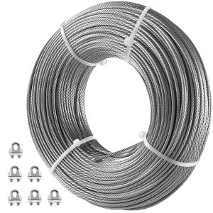 VEVOR Galvanized Steel Cable, 1/8'' Aircraft Cable, 500ft Galvanized ...