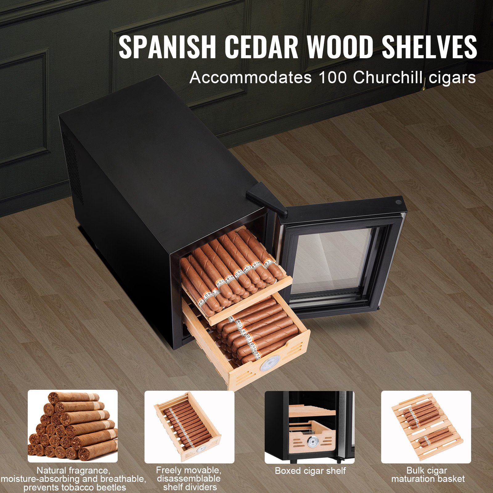 VEVOR Electric Cigar Humidor, 16L Cigar Humidor Cabinet with Heating ...