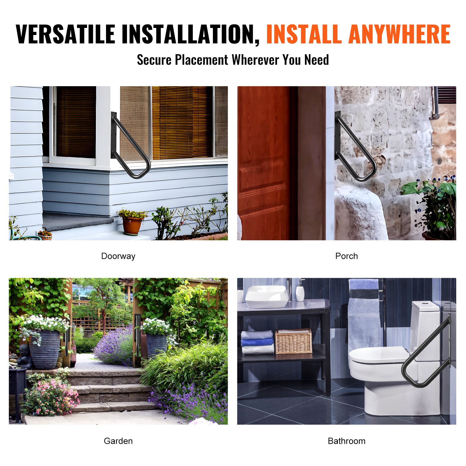 VEVOR Handrails for Outdoor Steps 18.9"Wall Mount Safety Railings for 1 ...