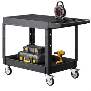 2-shelf Utility Cart 550 lbs 37 x 25.4-inch Service Cart with Wheels ...