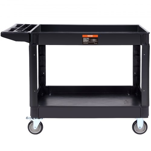 VEVOR Utility Service Cart, 2 Shelf 550LBS Heavy Duty Plastic Rolling ...