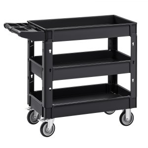 VEVOR Utility Service Cart, 550 LBS Laod Capacity, 3 Shelf Heavy Duty ...