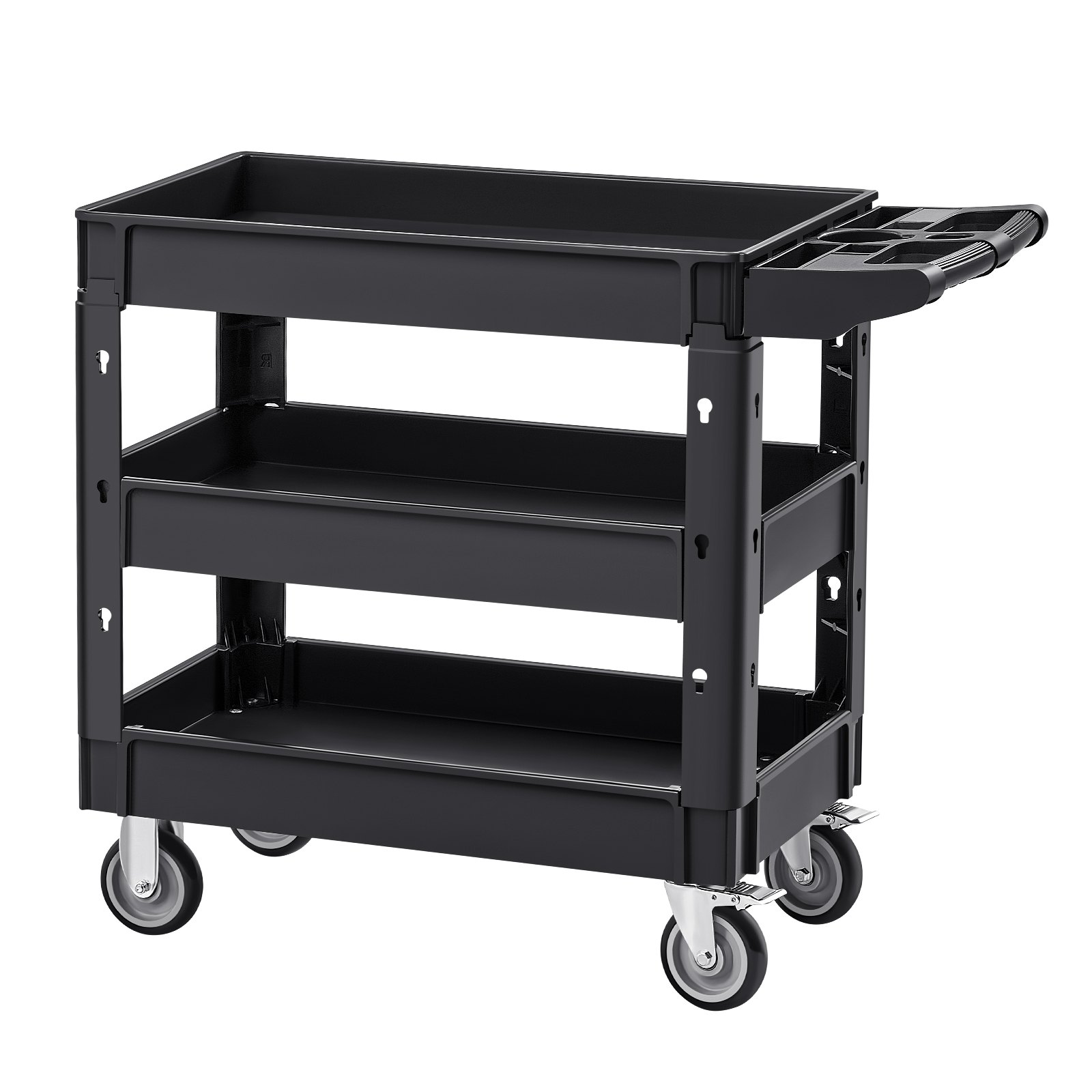 VEVOR Utility Service Cart, 550 LBS Laod Capacity, 3 Shelf Heavy Duty ...