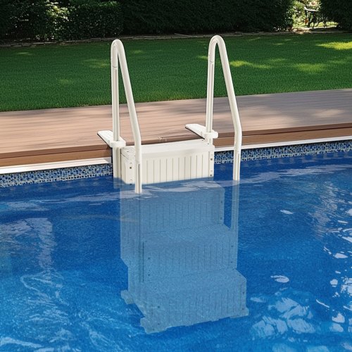 4-Step White Pool Ladder of Double Handrails Supports 400 lb for 48-54 ...