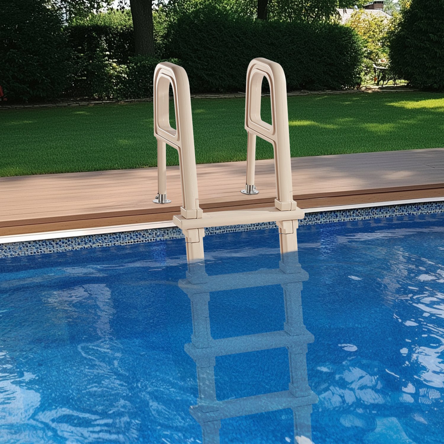 VEVOR Swimming Pool Ladder, Inclined 5-Step Double Handrails Stair, 136 ...